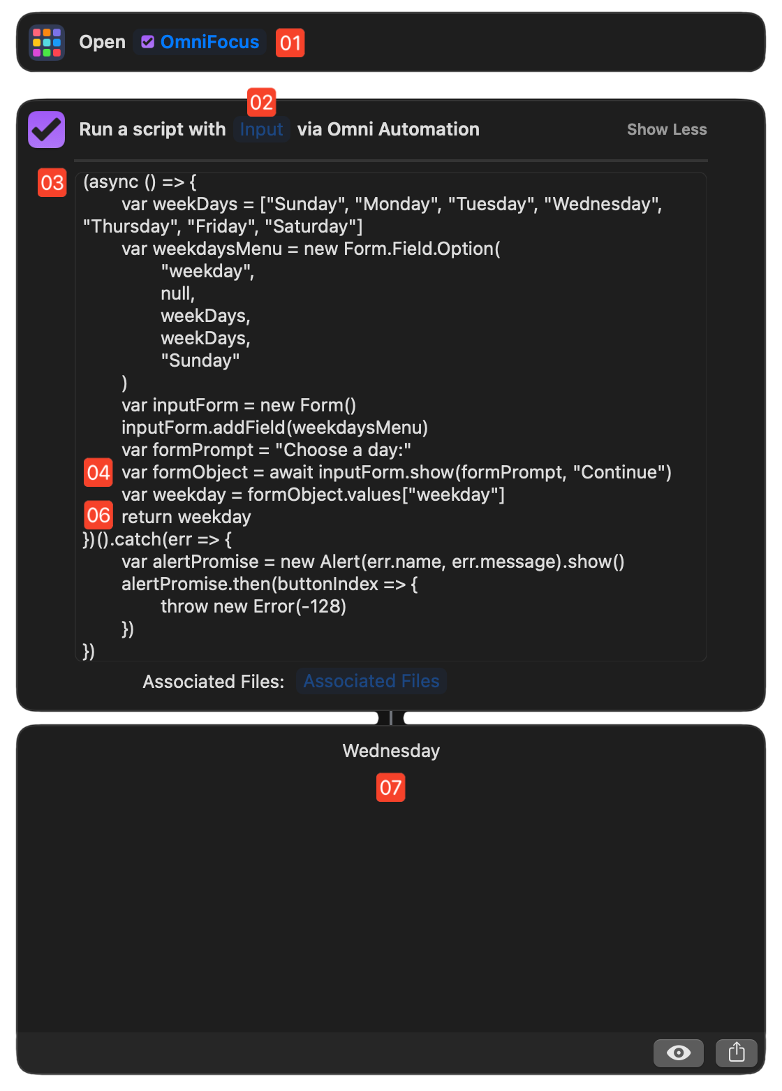 Omni Automation Script Action Interface